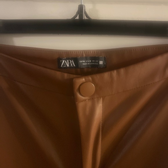 Zara | Pants & Jumpsuits | Zara Tan Faux Leather Pants | Poshmark